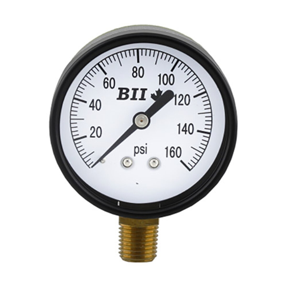 Boshart Pressure Gauge 2" dia. Black Steel Bottom Mount 0-160 psi Dry ...
