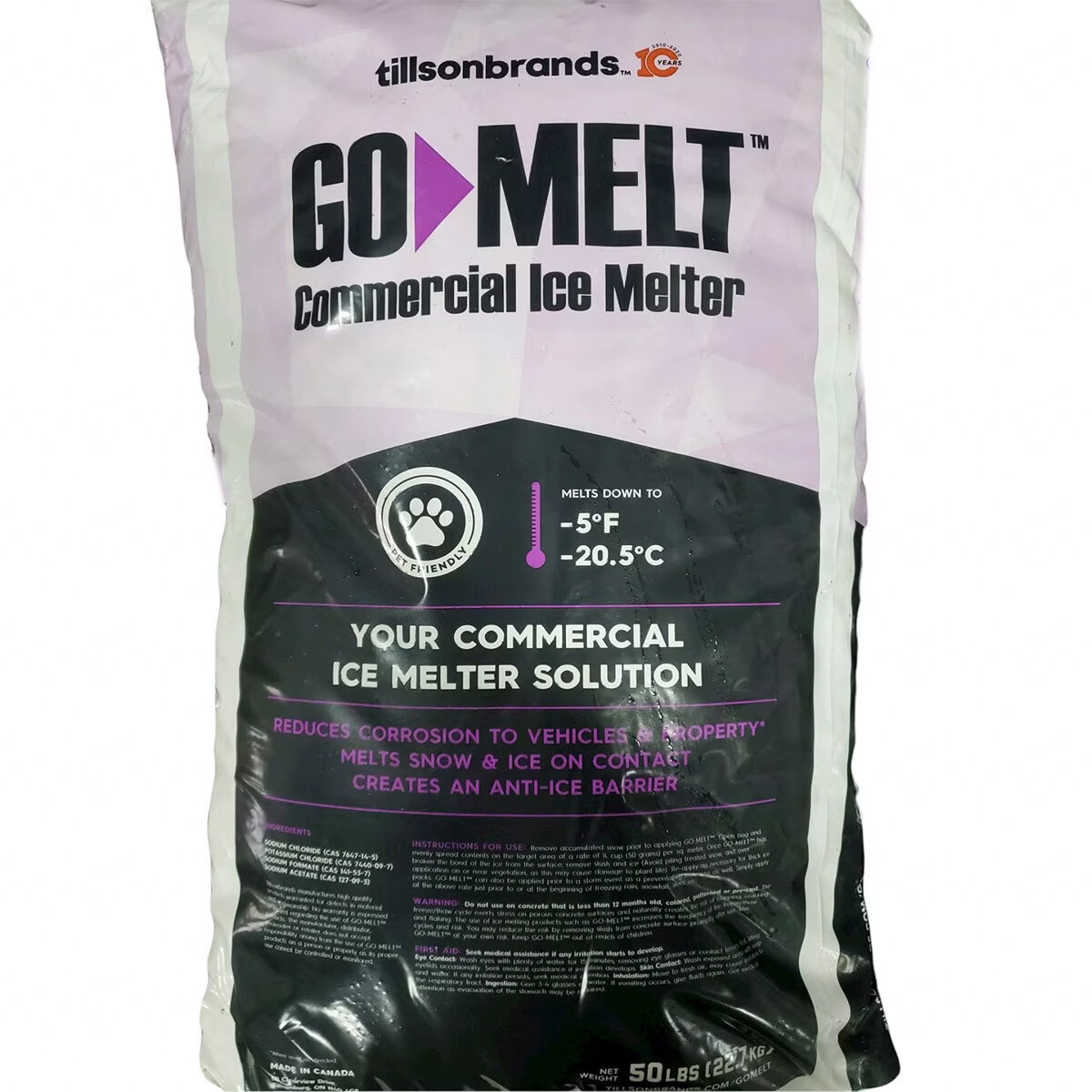 Tillson Brands Go Melt Granular Ice Melt 22.7 kg. (50 lb.) Bag | SiteOne CA