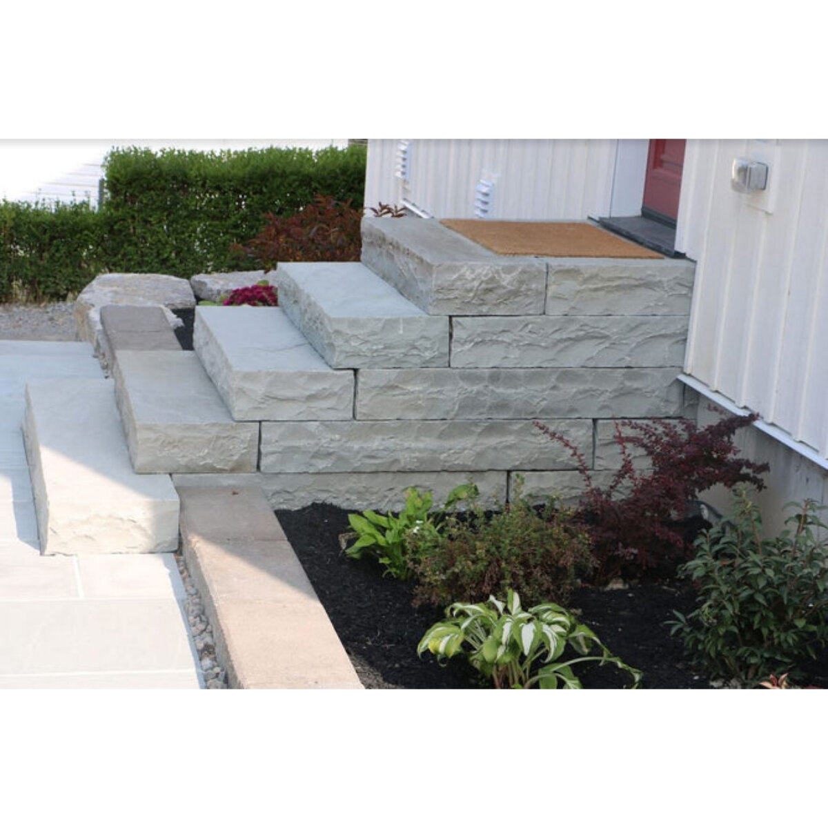 Step Dove Grey Sandstone Rockface 3 Sides 7 in. x 16 in. x 96 in ...