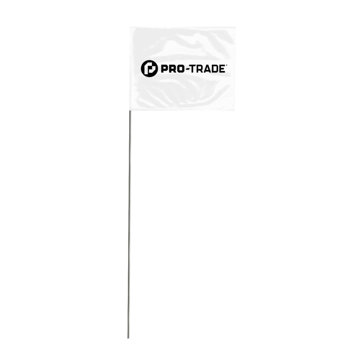 Pro-Trade Marking Flag White 4 in. x 5 in. w/ 21 in. Steel Staff (100 ...