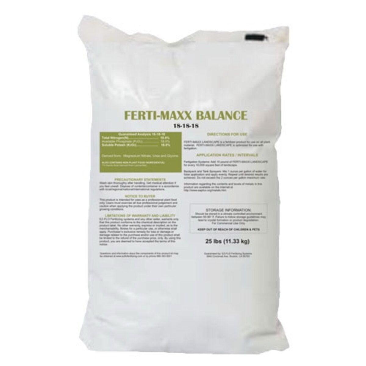 EZ FLO Ferti Maxx Balanced All Purpose Blend Fertilizer 18-18-18 25 lb ...