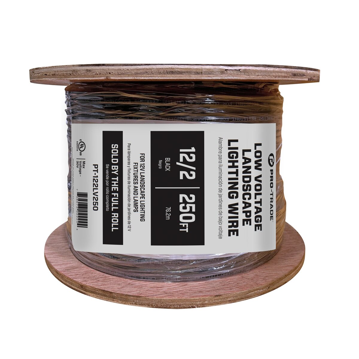 Pro-Trade Low Voltage Lighting Wire Black 12 Gauge 2 Conductor 250 ft ...